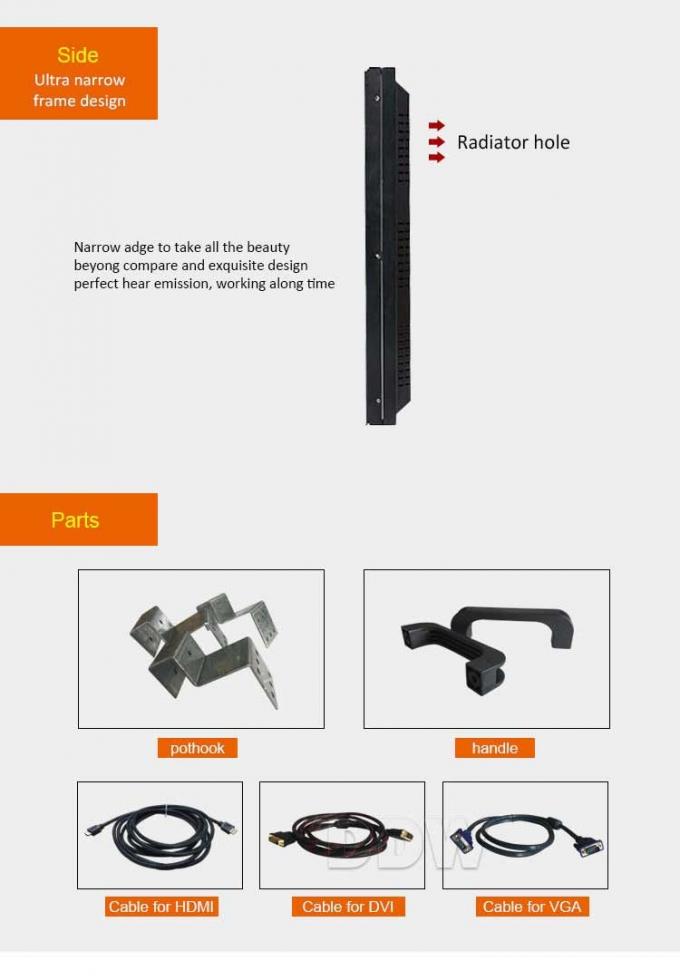 Narrow Bezel Large Display Wall , 8 Bit 16M Color Variety Signal Ports ...